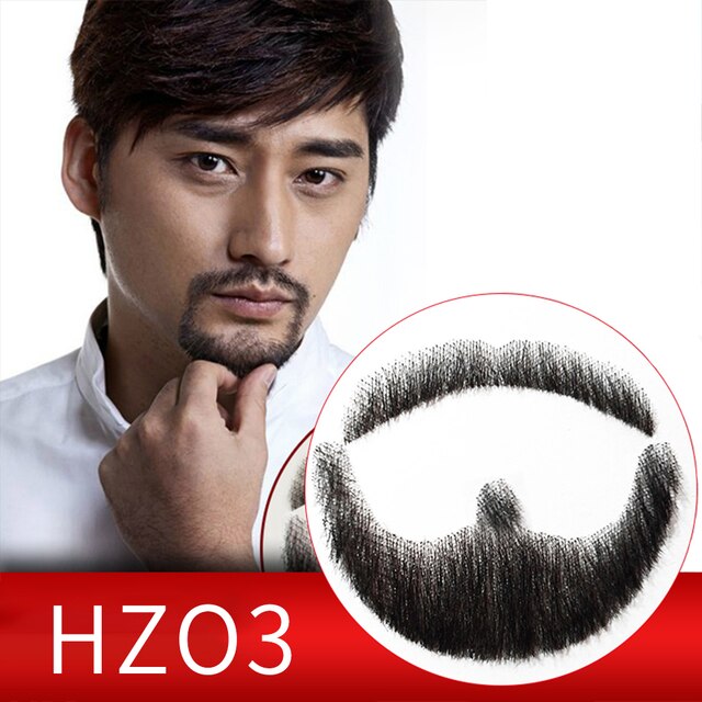 Men Human Hair Fake Lace Beard Mustache - ReHair System