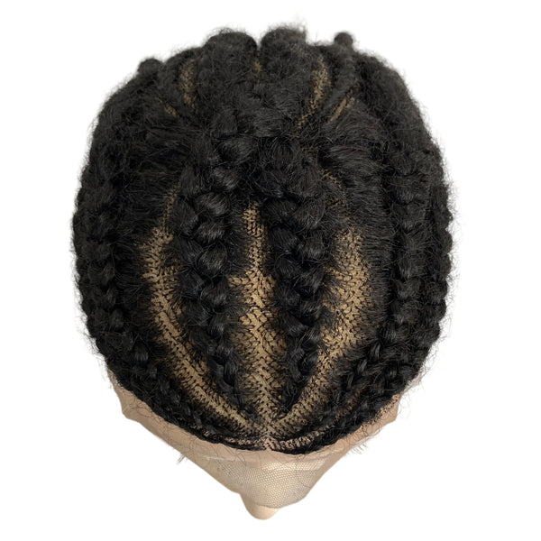 NO.8 Root Afro Corn Braids Full Lace Toupee for Men - ReHair System