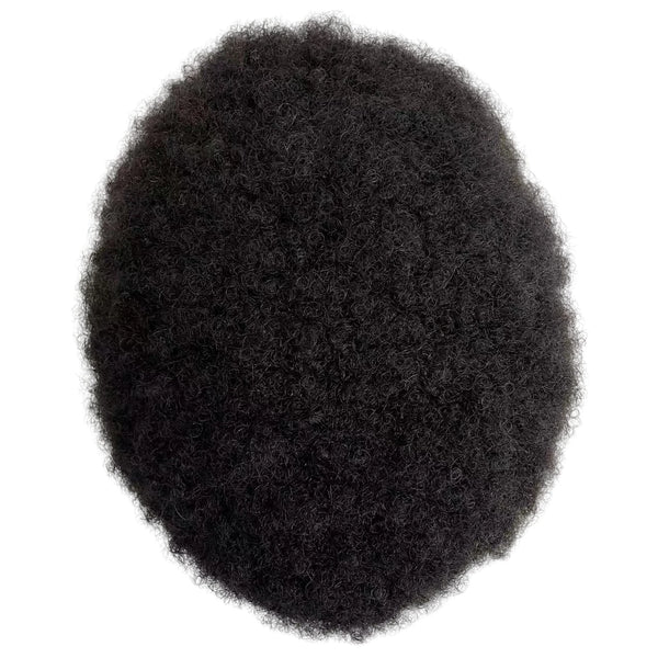 4mm Afro Kinky Curl Mono Human Hair Piece for Black Men - ReHair System