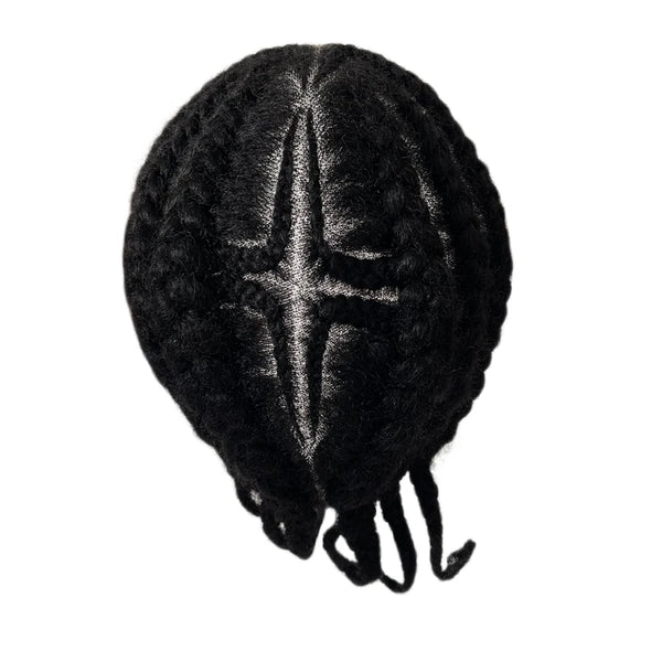 Afro Corn Star Braids Full Lace Human Hair Toupee for Black Men 8x10 ...