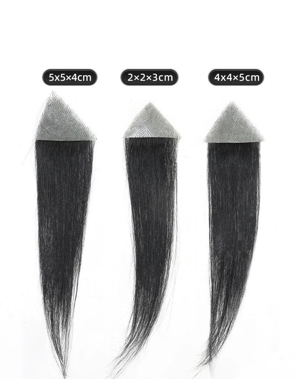 Natural Black Small Size Temple Hair Patches for Men Women 2 pieces ...